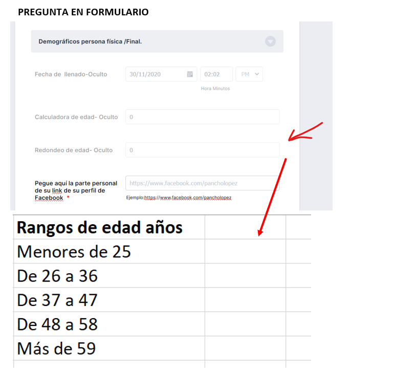 Asignar rango de datos ( edad) con base en respuesta dada